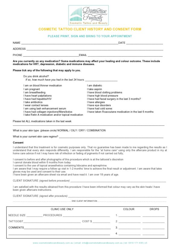 40 FREE Tattoo Consent Forms (For Adults & Minors)