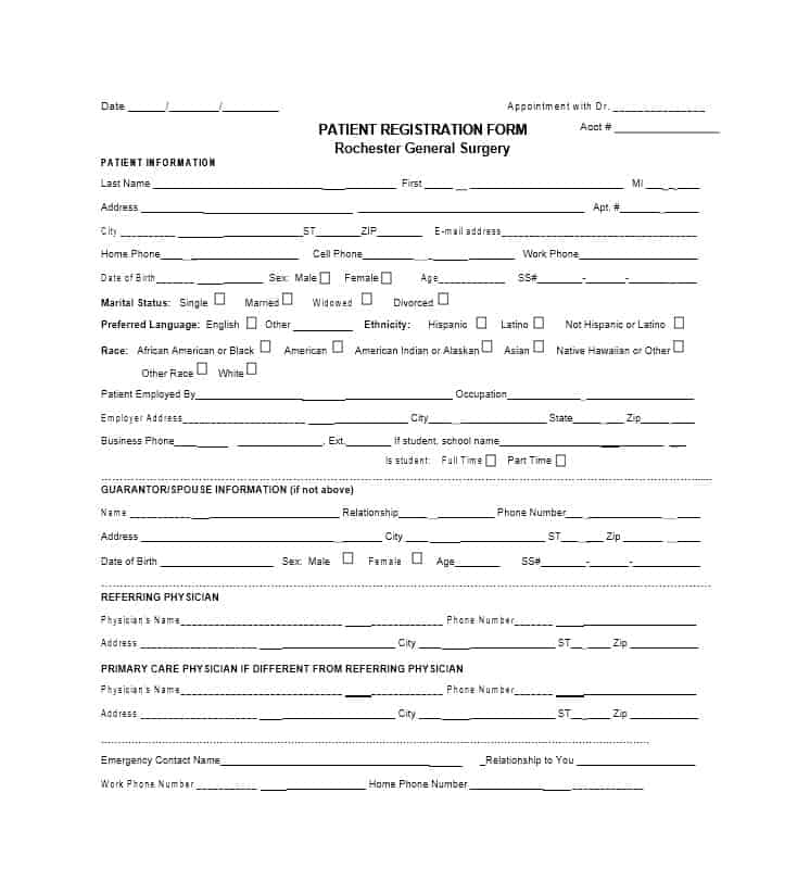 44 New Patient Registration Form Templates - Printable Templates
